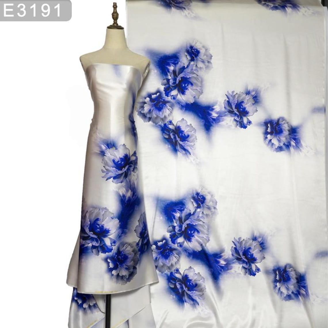 2025 New Print Silk Satin Fabric,beautiful Flowers Design,for Silk ...