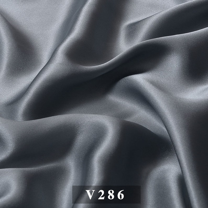 Dark Silver Grey Color 19mm Silk Satin Fabric by the Yard Lining ...