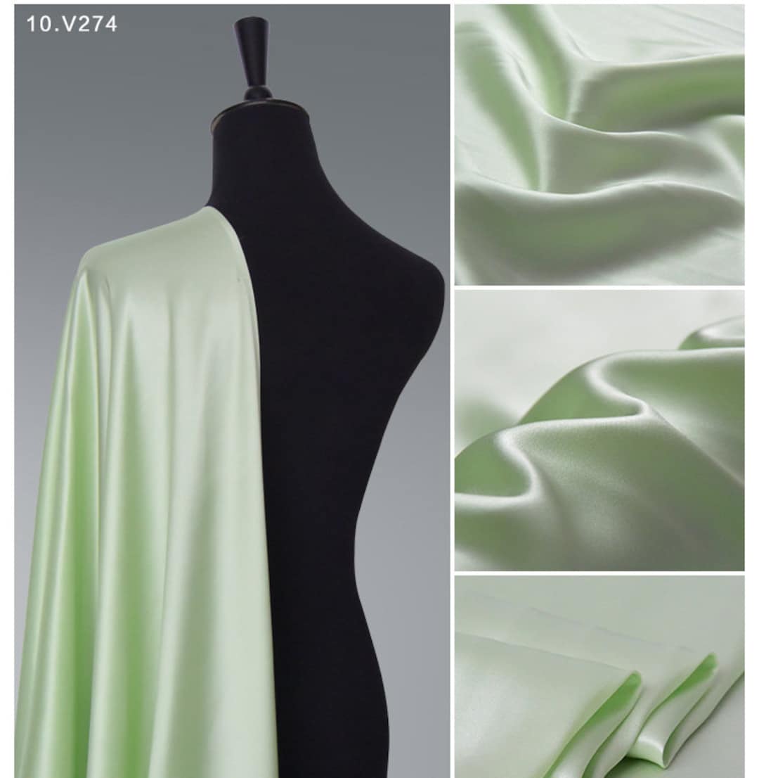 Light Green Mint Green Silk Satin Fabric by the Yard,100 Pure Silk ...