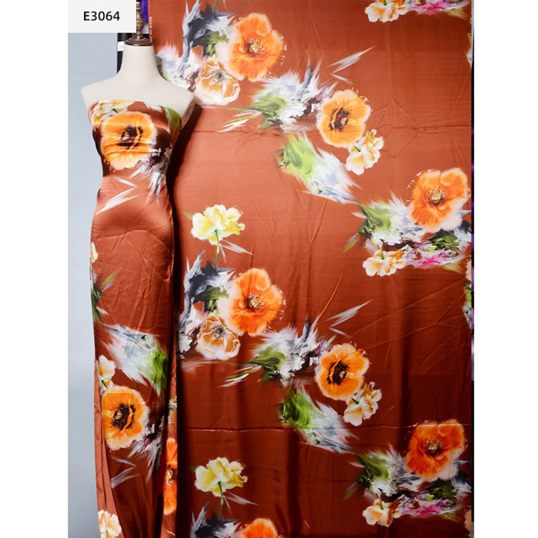 Uniquely Designed New Print Silk Satin Fabric,abstract Hand Painted ...