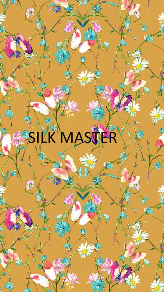 Vintage PureSilk Satin Fabric flowers and lovely butterfly | Etsy