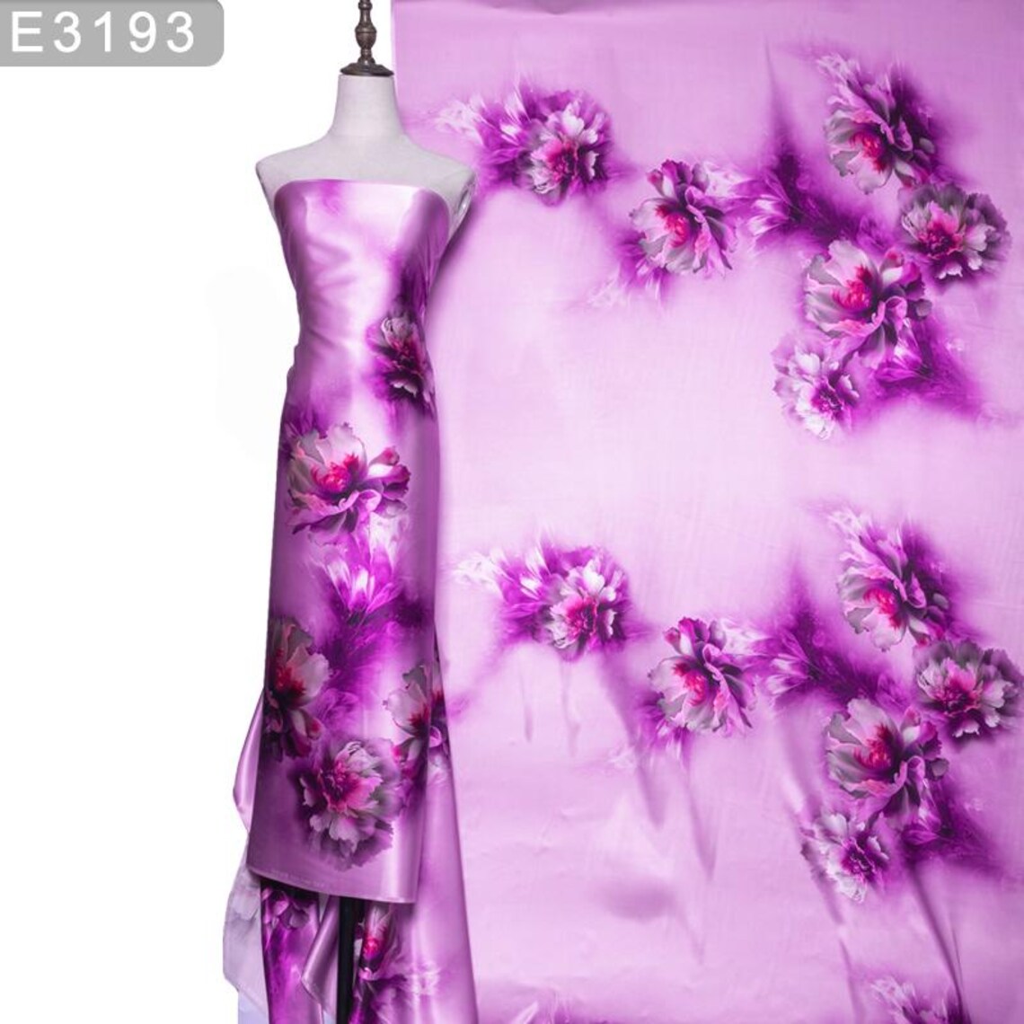 2025 New Print Silk Satin Fabric,beautiful Flowers Design,for Silk ...