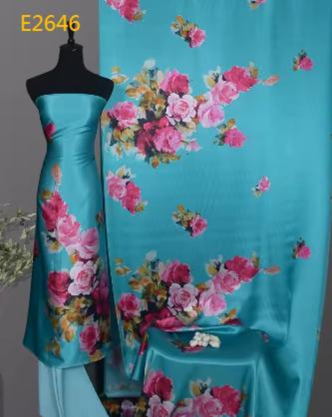 Luxury Hand Paint Floral Design Pure Silk Satin Fabric for Silk Blouse ...