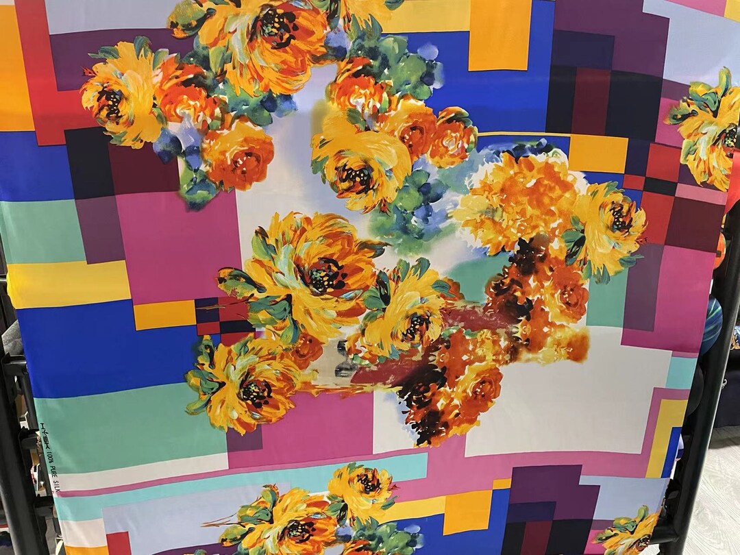 Fashion Designer Print Silkfabric,beautiful Abstract Hand Paint Floral ...
