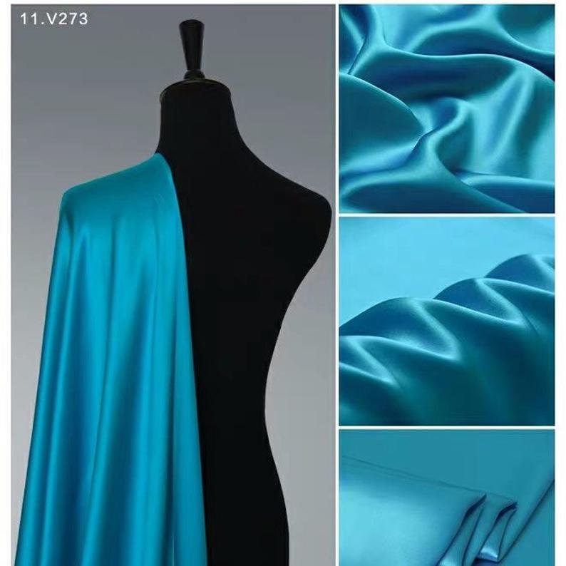 Deep Azure Blue 19mm Silk Satin Fabric by the Yard or - Etsy