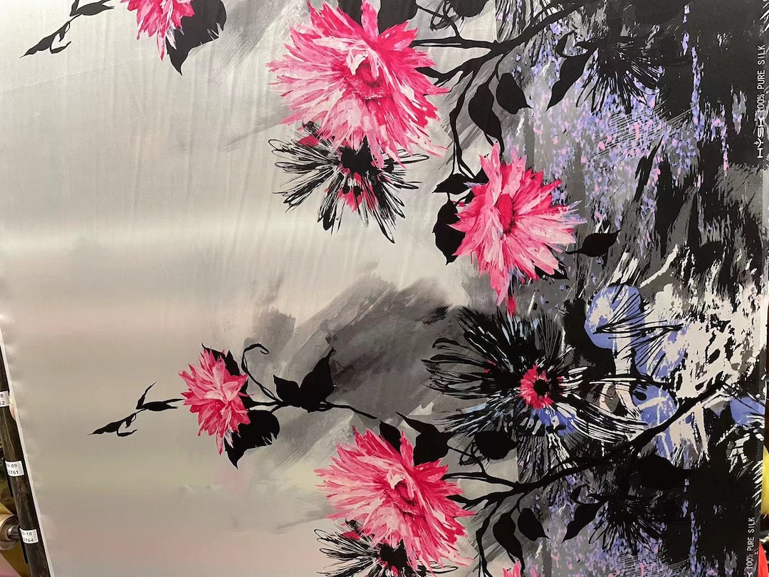 Uniquely Designed New Print Silk Satin Fabric,abstract Hand Painted ...
