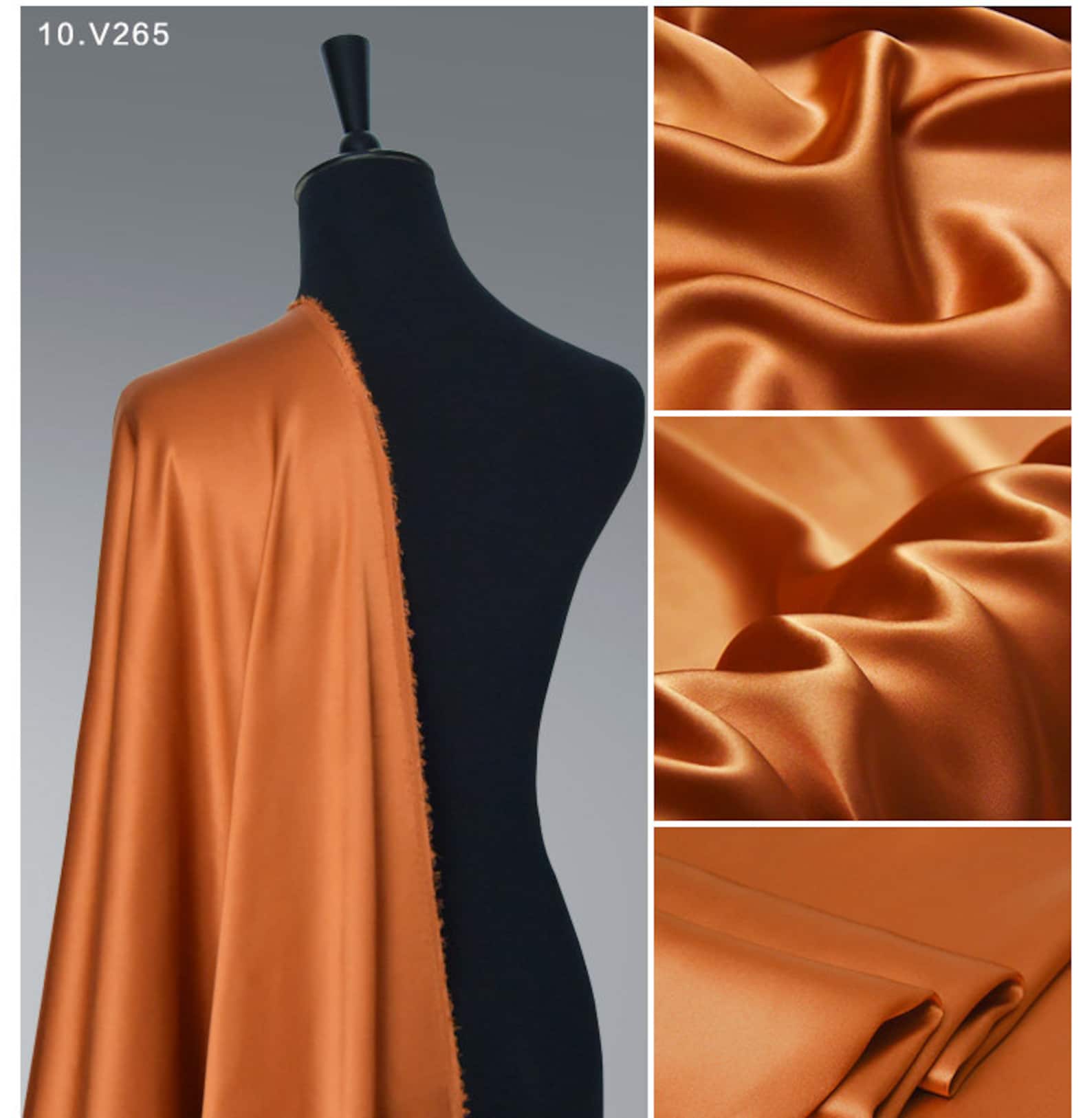 Dark Orange Color Silk Satin Fabric by the Yard Solid Lining - Etsy