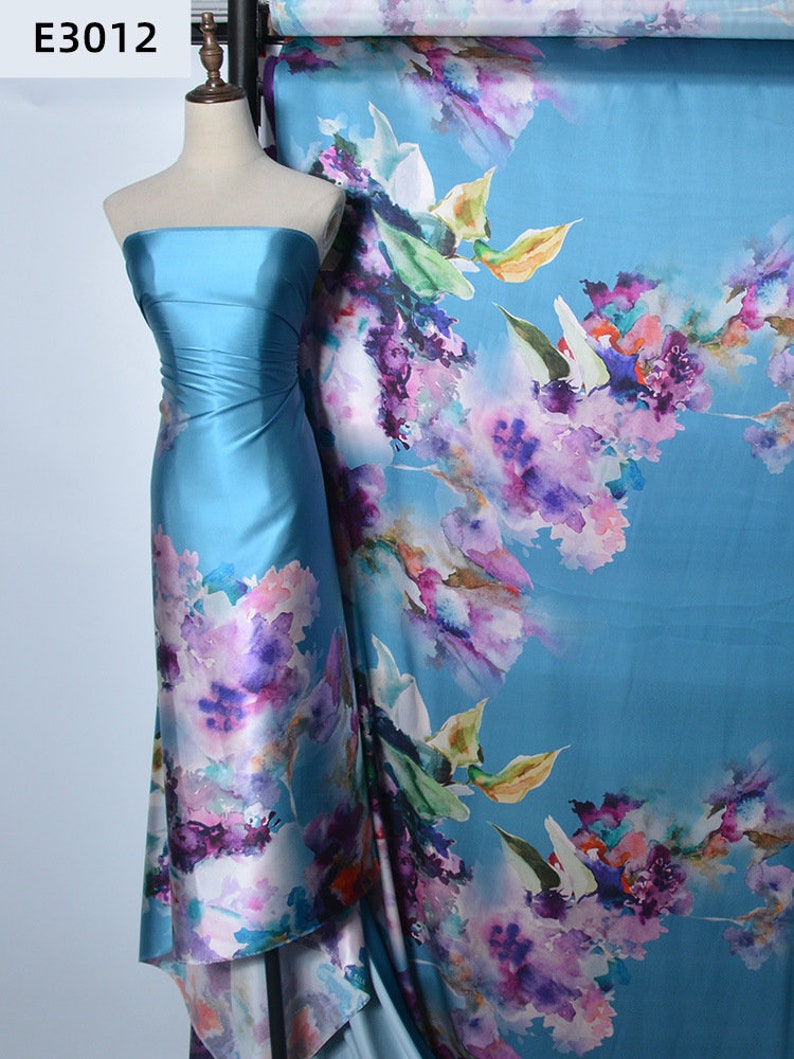 Mublerry Silk Satin Fabric,beautiful Abstract Hand Painted Floral,for ...