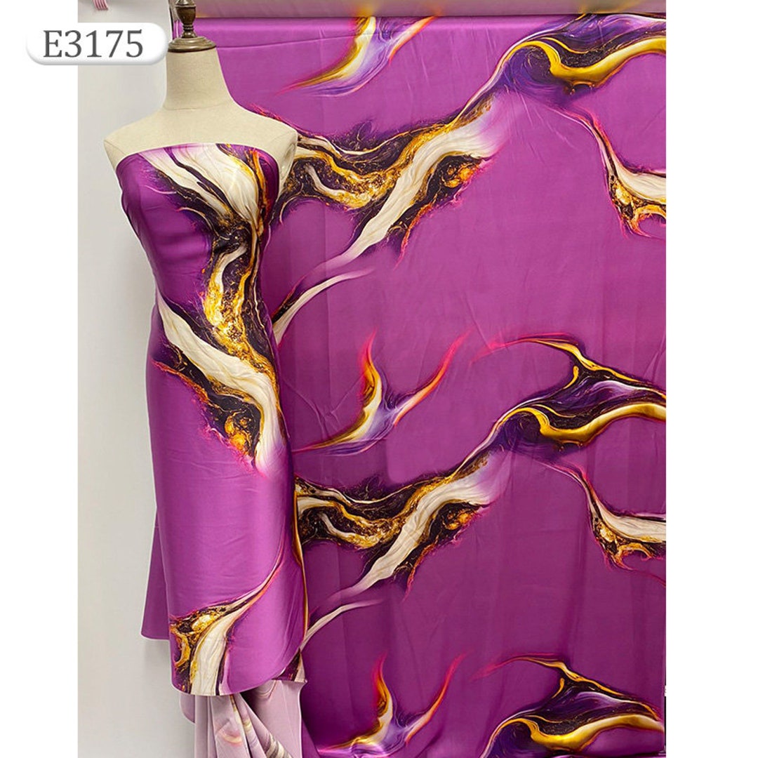 Uniquely Designed New Print Silk Satin Fabric,abstract Hand Paint ...