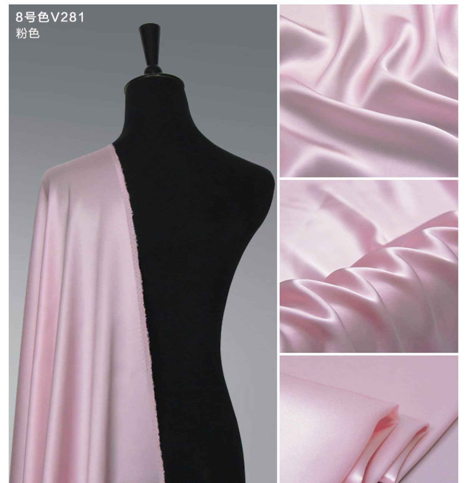 Pink Color Silk Satin Fabric by the Yard Lining Perfect for Silk Dress ...