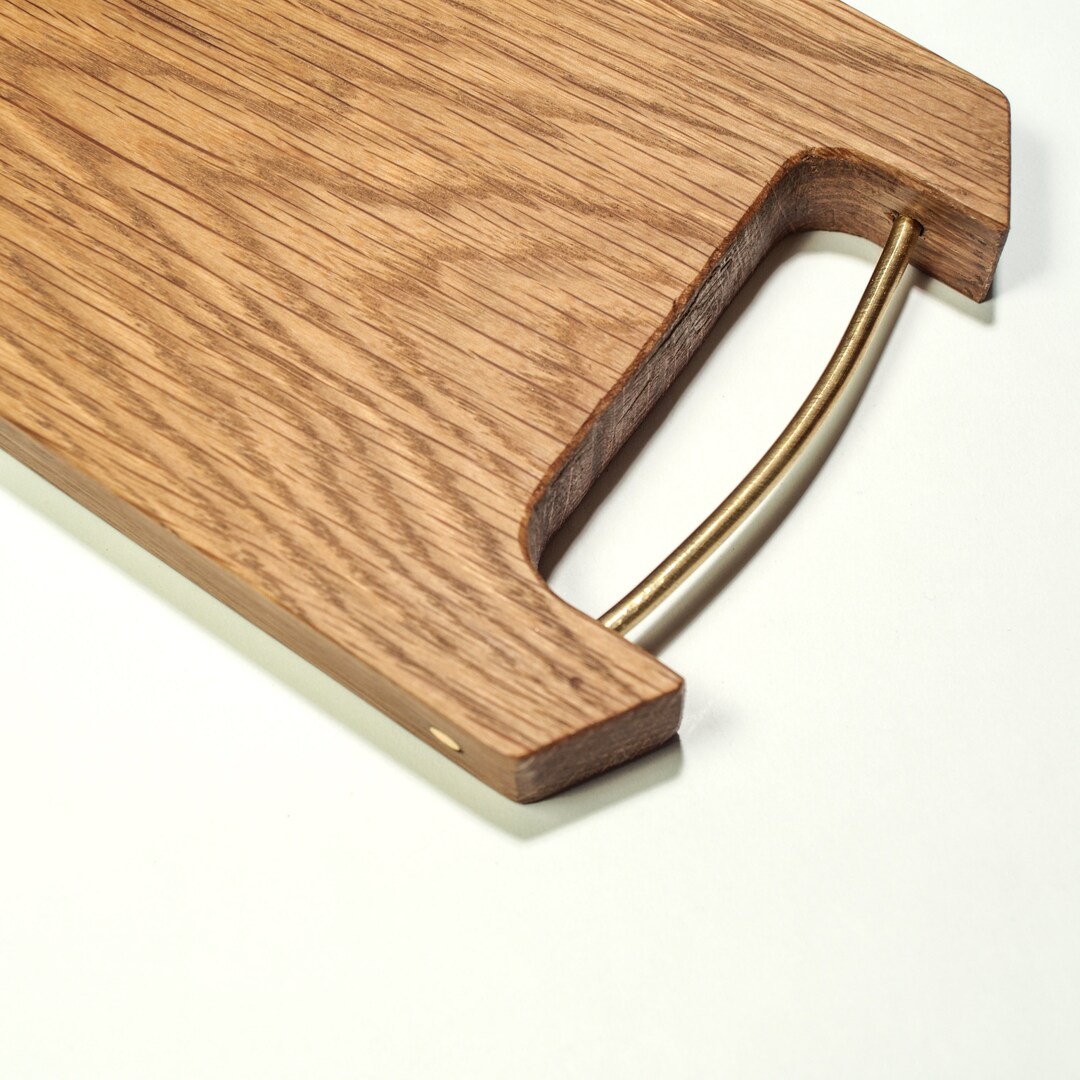 Funky White Oak Serving Board With Brass Handle // Hand-planed - Etsy