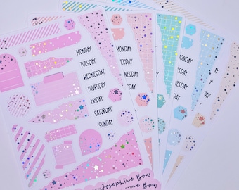 MONTHLY HEADERS Paint Swatch 3 Colour Combinations Functional Stickers ...