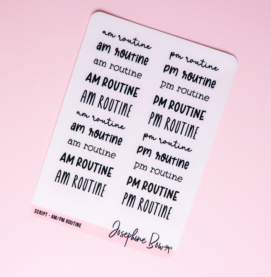 SCRIPT AM & PM Routine Transparent Functional Stickers Planners and ...
