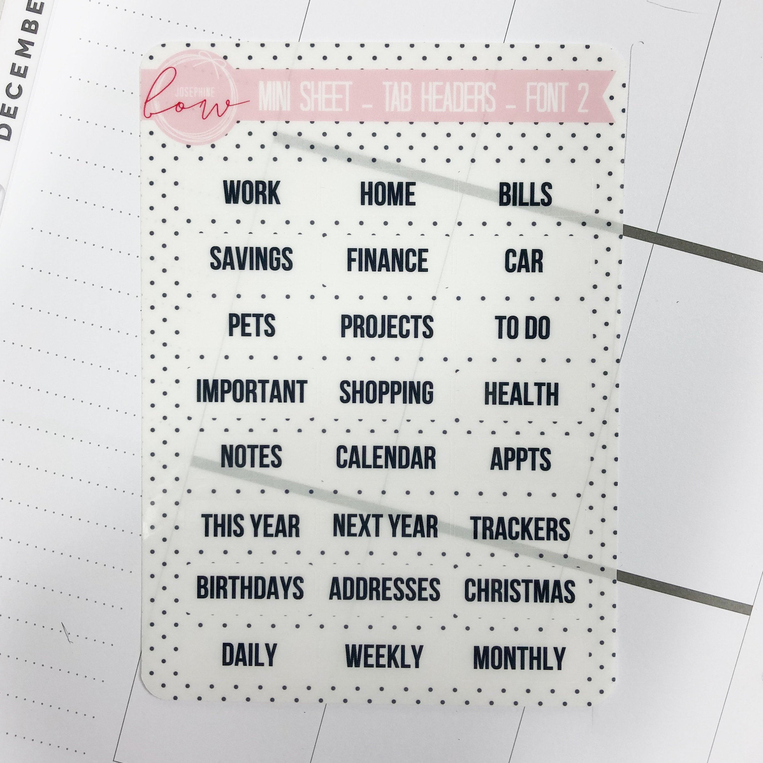 TRANSPARENT TAB LABELS Transparent Stickers Planner - Etsy