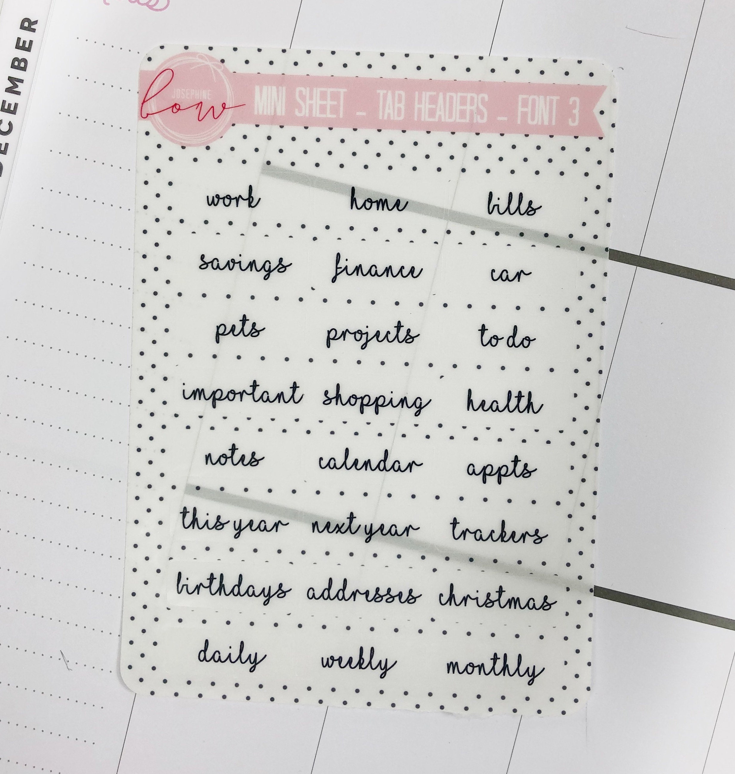 TRANSPARENT TAB LABELS Transparent Stickers Planner - Etsy