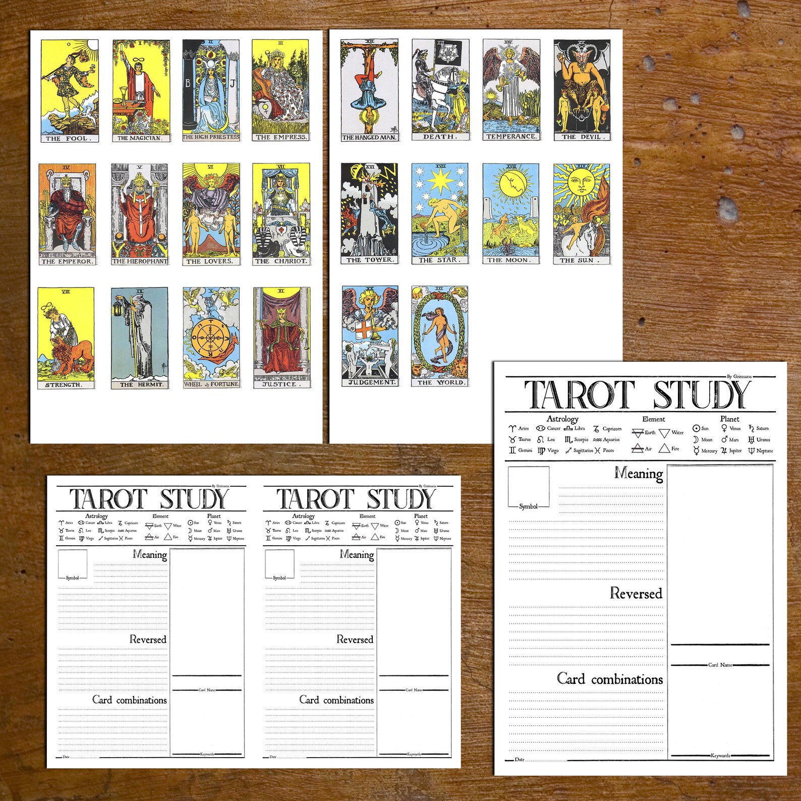 Digital Tarot Study Worksheet Page With Stickers Printable - Etsy
