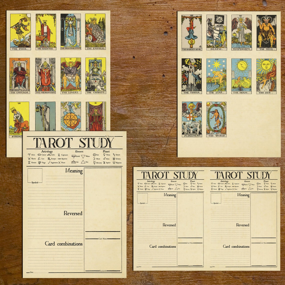 Digital Tarot Study Worksheet Page With Stickers Printable - Etsy