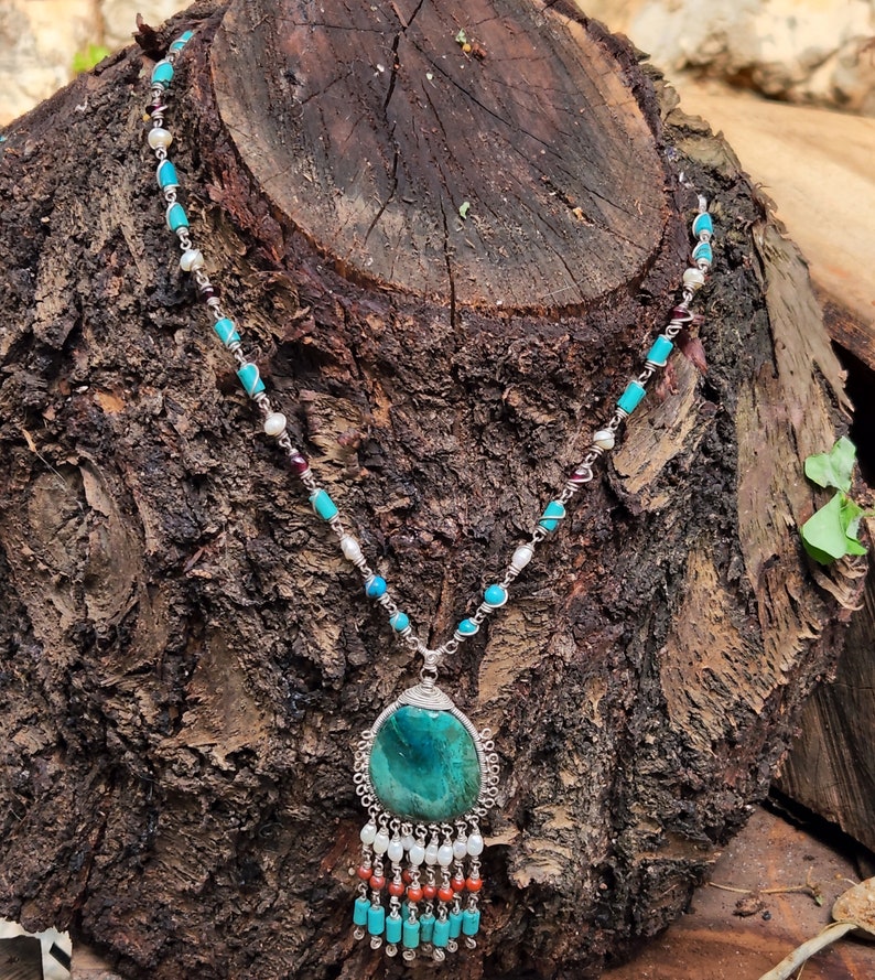 Eilat Stone Pendant Wire Wrapped, Silver Wire Hand Made With Turquoise ...
