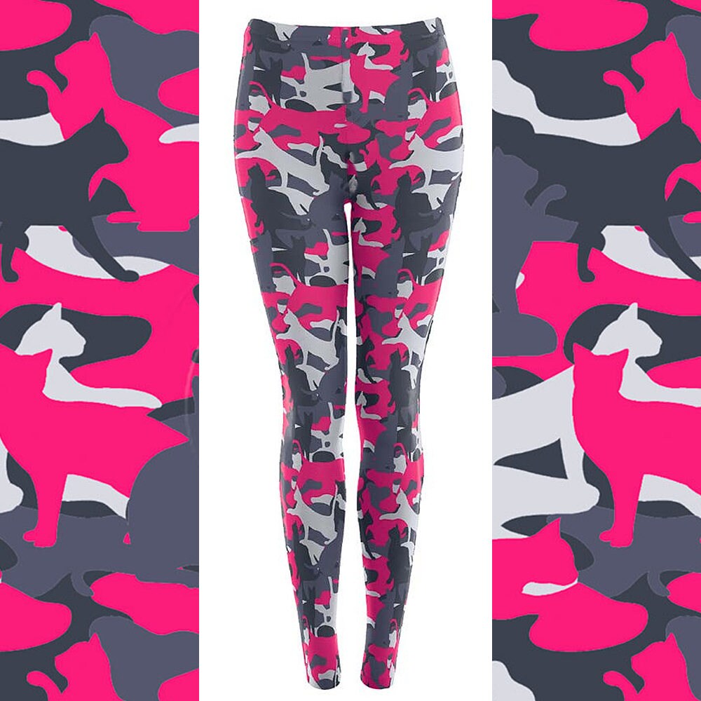 Camo Leggings Pink Camo Leggings Pink And Gray Camouflage Etsy