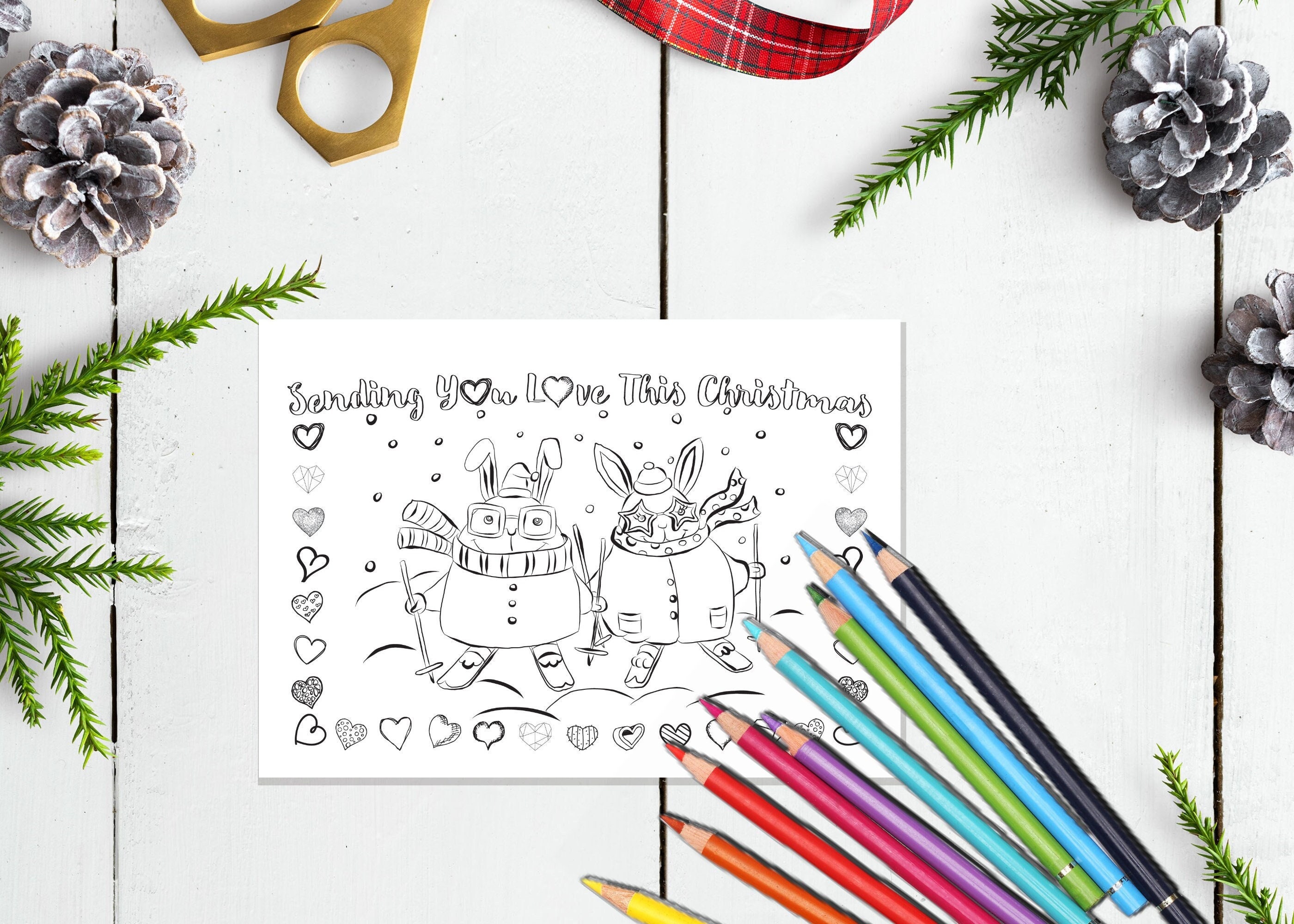 Merry Christmas Card Coloring Page