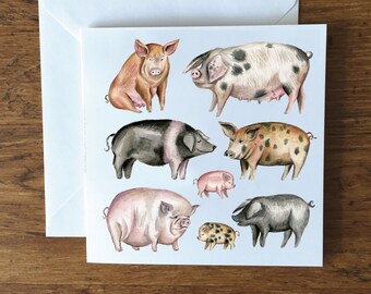 Pig cards | Etsy
