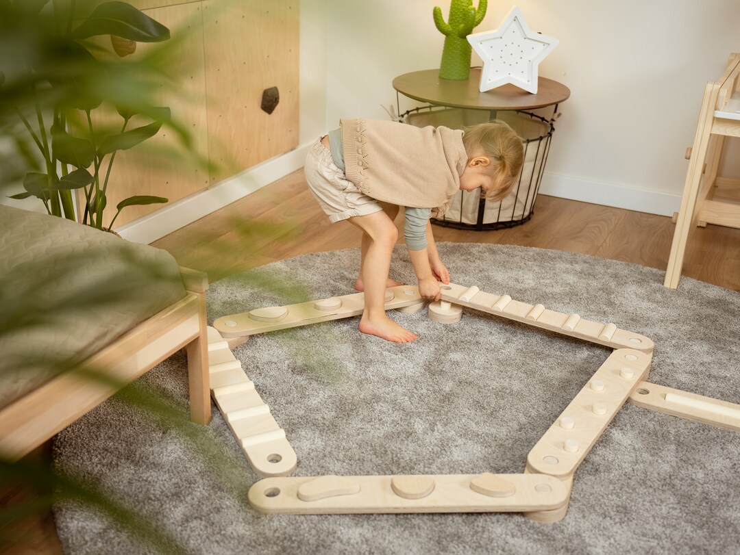 Natural Balance Beam Set 6 Beams, Montessori Balance Board, Double ...