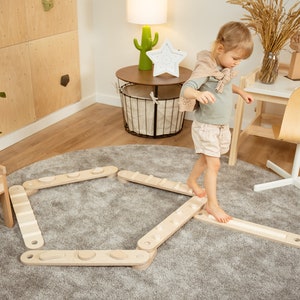 Natural Balance Beam Set 6 Beams, Montessori Balance Board, Double ...