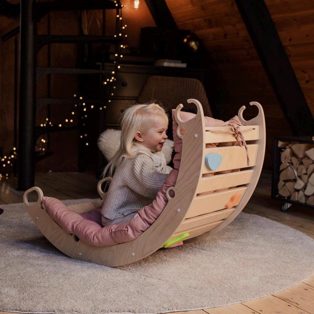 Rainbow Climbing Arch for Toddlers: Montessori Rocker Ramp Furniture ...