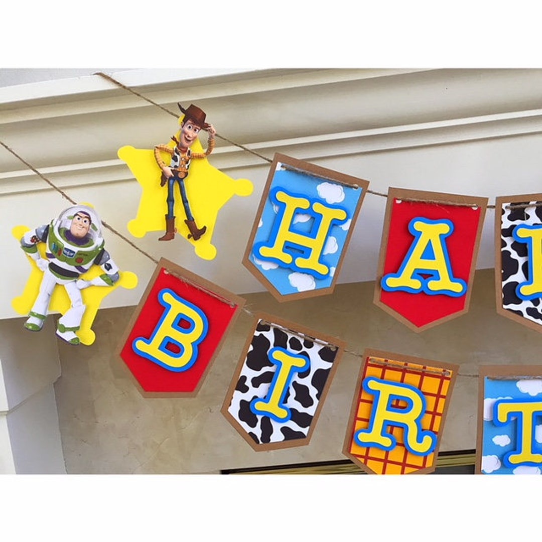 Toy Story Inspired Birthday Banner, Buzz and Woody Toy Story Birthday ...