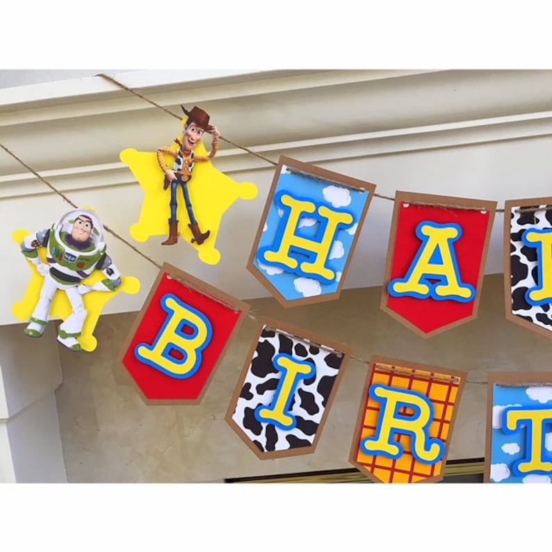 Toy Story Inspired Birthday Banner Buzz and Woody Toy Story - Etsy