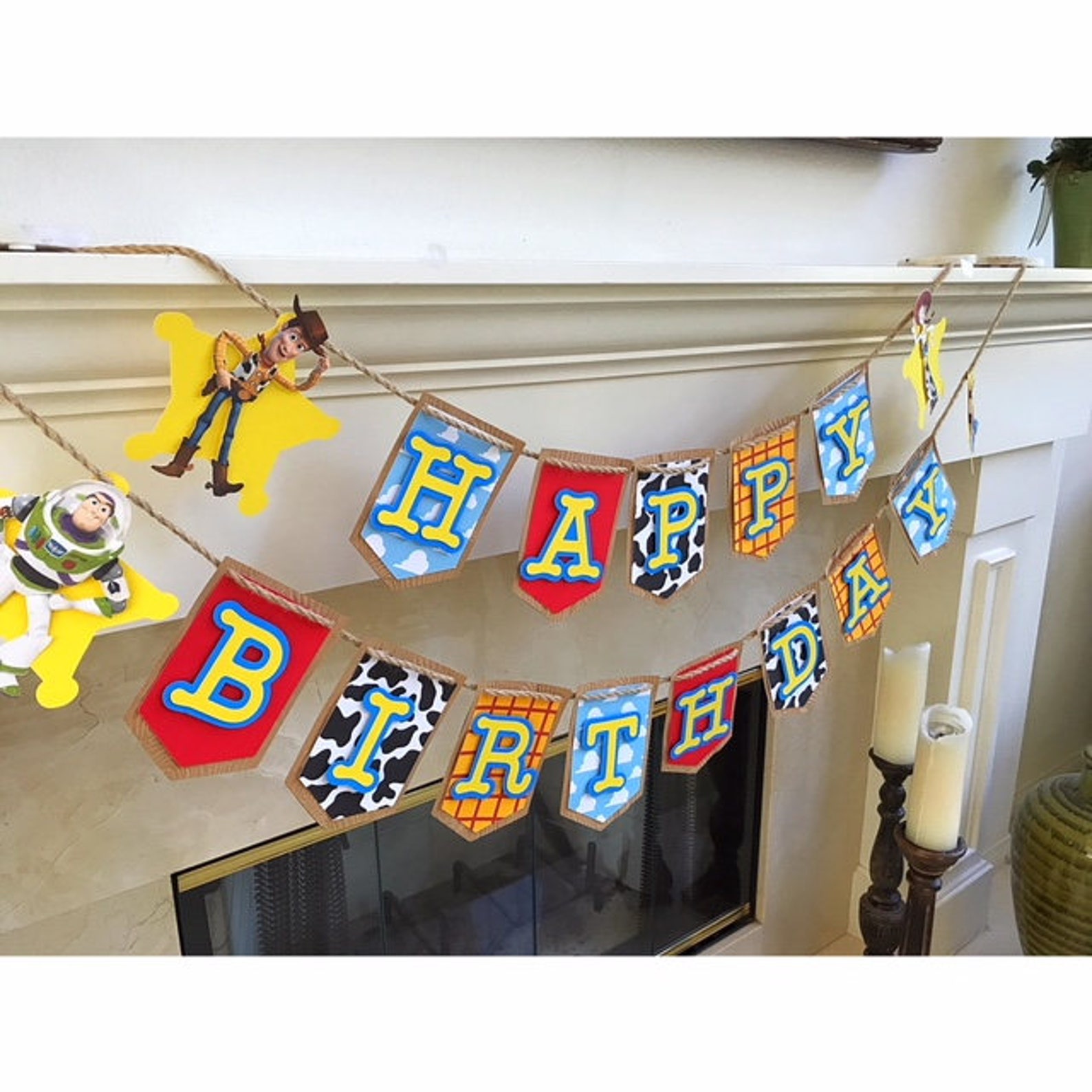 Toy Story Inspired Birthday Banner Buzz and Woody Toy Story - Etsy