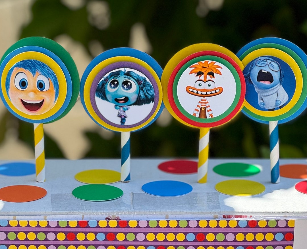 NEW! Inside Out 2 Cupcake Toppers, Inside Out Birthday, Food Picks ...