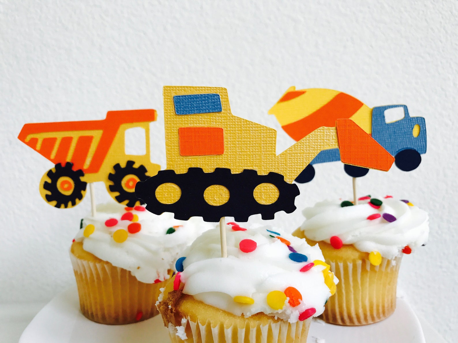 Construction Tractor Cupcake Toppers - Boys Truck Party, Construction ...