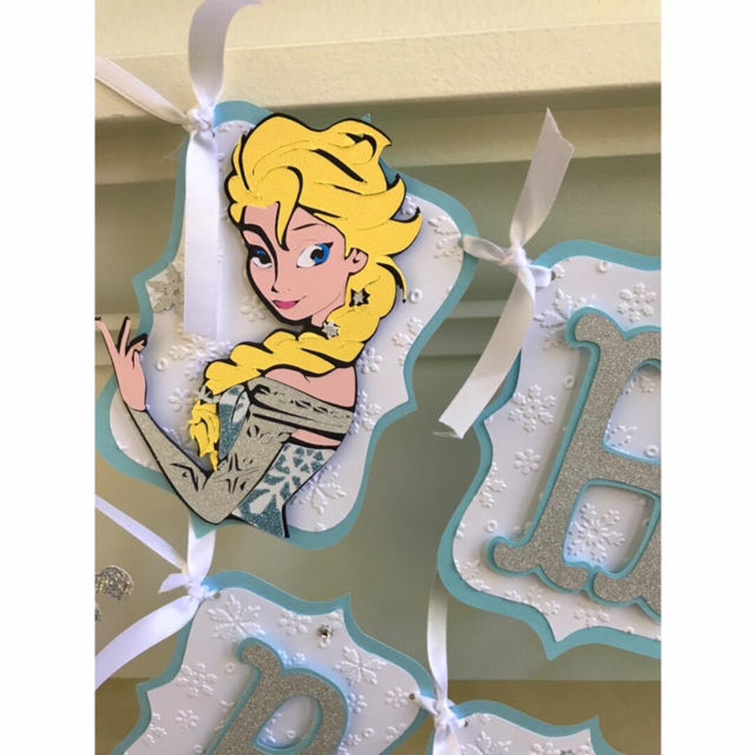 Frozen Banner, Frozen Birthday Banner,blue, White & Silver Frozen ...