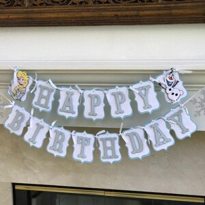 Frozen Banner, Frozen Birthday Banner,blue, White & Silver Frozen ...