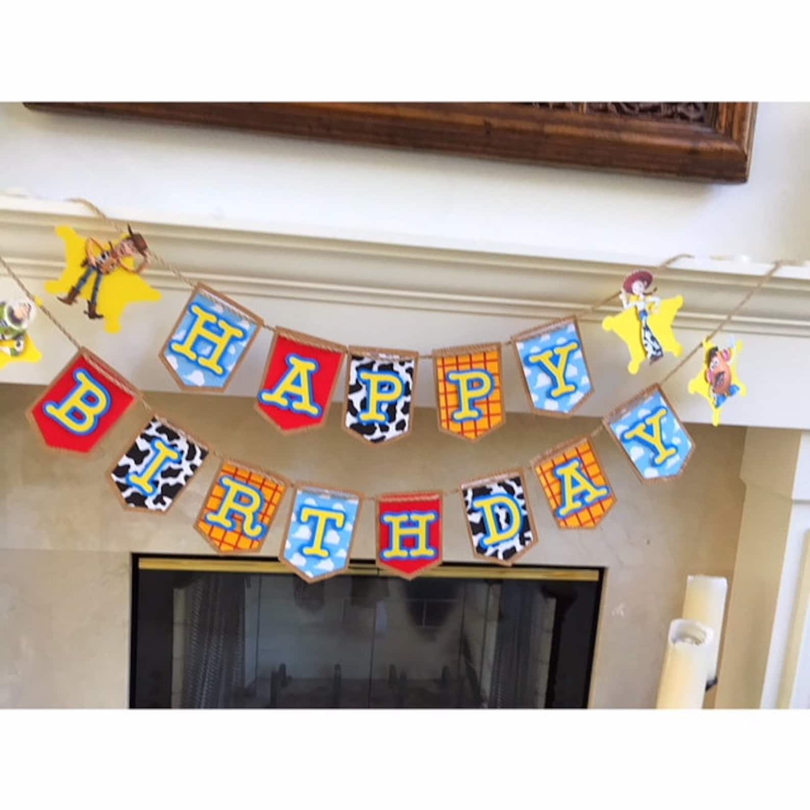 Toy Story Inspired Birthday Banner Buzz and Woody Toy Story - Etsy