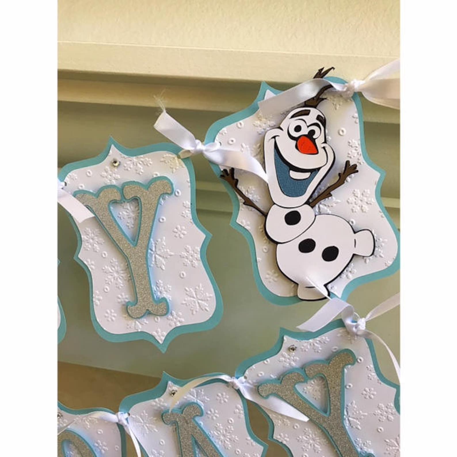 Frozen Banner, Frozen Birthday Banner,blue, White & Silver Frozen ...