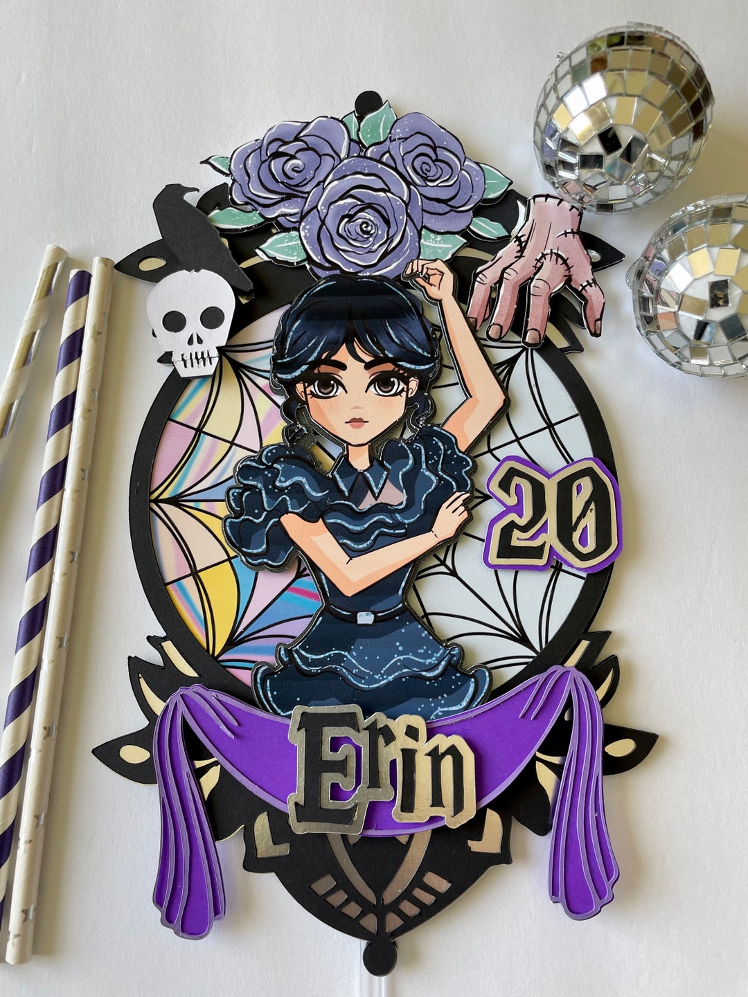 Halloween Birthday Girl Cake Topper, Goth Birthday Party, Halloween ...