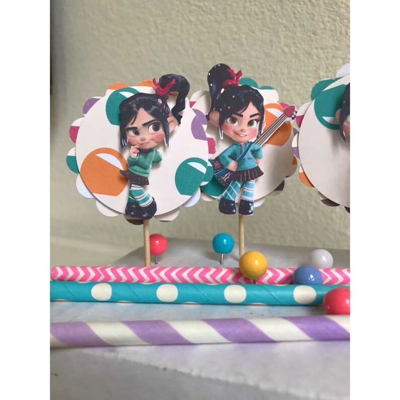 12 Vanellope Von Schweetz Cupcake Toppers, Vanellope Party Decorations ...