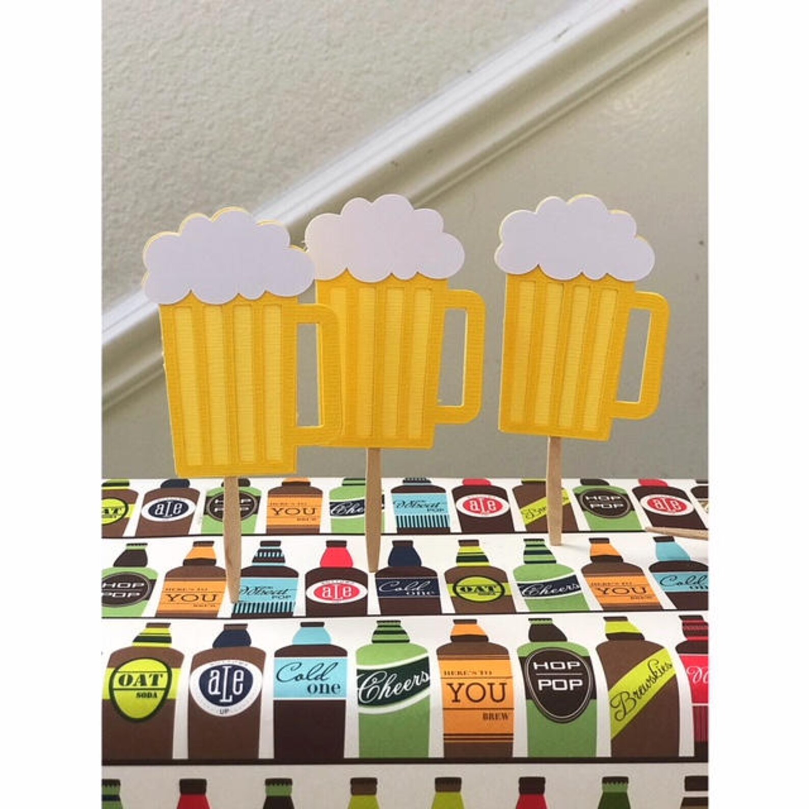 Beer Cupcake Toppers Beer Mug Toppers Cheers and - Etsy