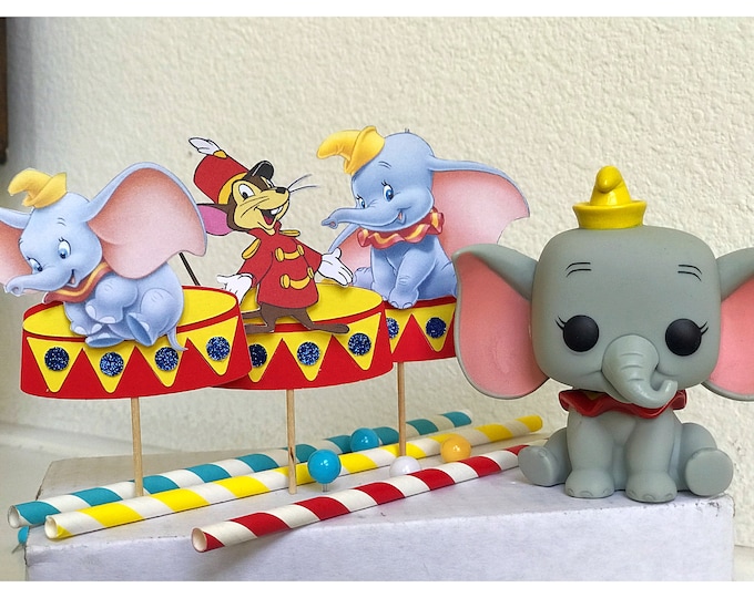 12 Dumbo Cupcake Toppers, Timothy and Dumbo Toppers, Dumbo Themed Party ...