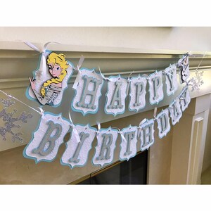 Frozen Banner, Frozen Birthday Banner,blue, White & Silver Frozen ...