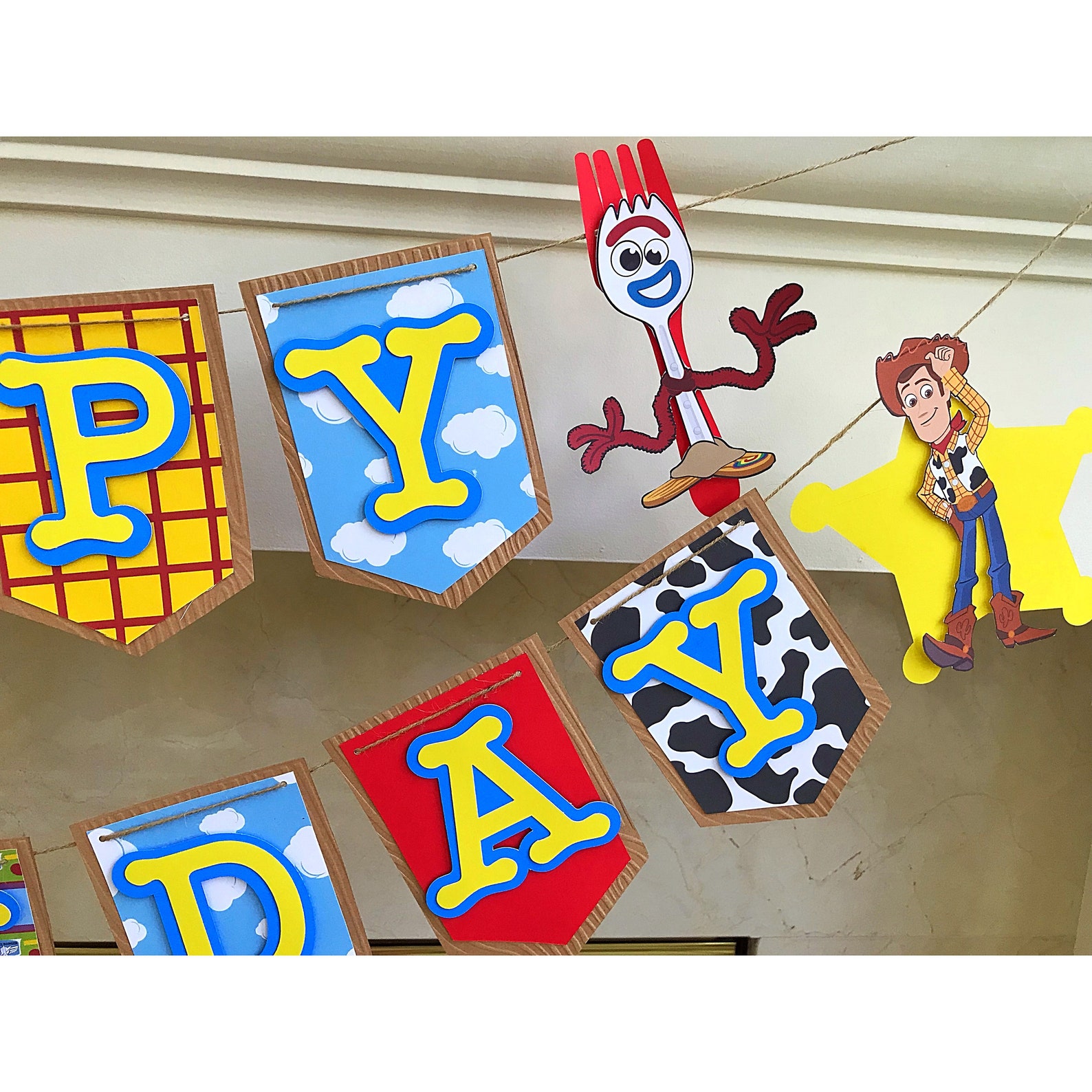 Toy Story 4 Birthday Banner. Forky Birthday, Toy Story Themed Party ...