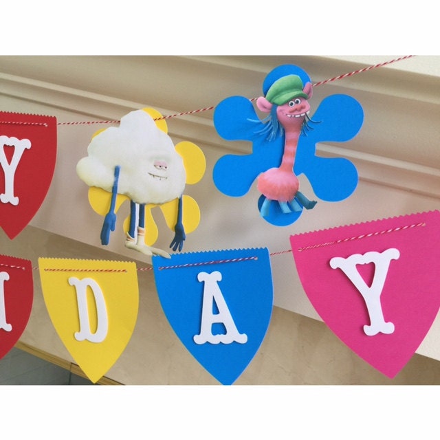 TROLLS Birthday Banner-trolls Theme Party-trolls Decorations - Etsy