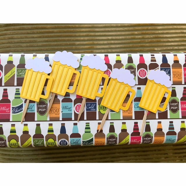 Beer Cupcake Toppers Beer Mug Toppers Cheers and | Etsy