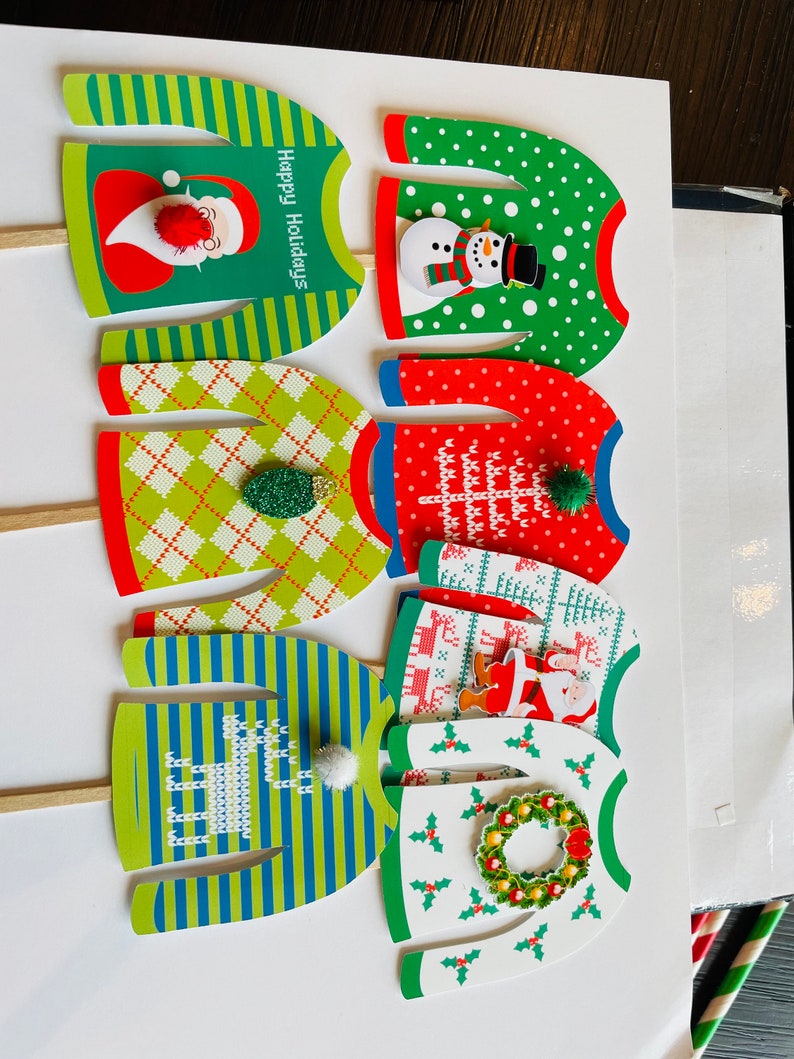 12 Ugly Sweater Cupcake Toppers, Holiday Party, Christmas Cake Toppers ...