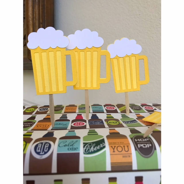 Beer Cupcake Toppers Beer Mug Toppers Cheers and | Etsy