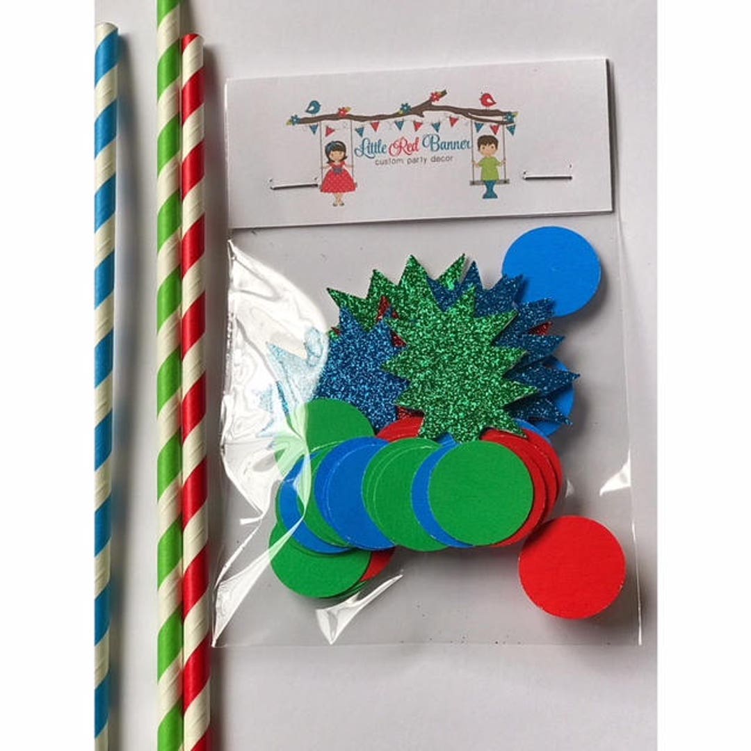 60 PC Confetti, Super Hero Confetti, Blue, Green, Red Confetti, Table ...