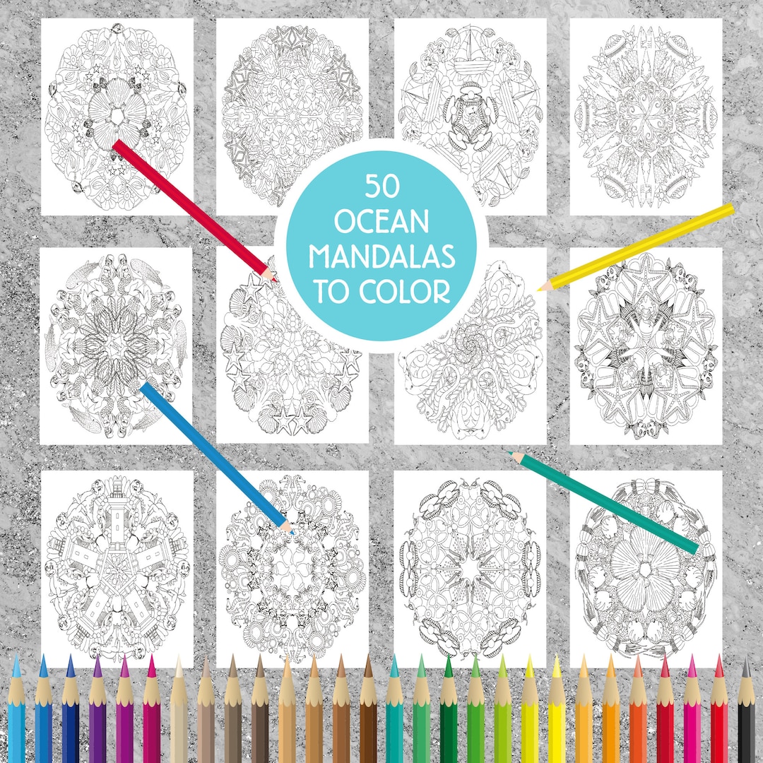 50 Ocean Mandala Coloring Pages - Etsy