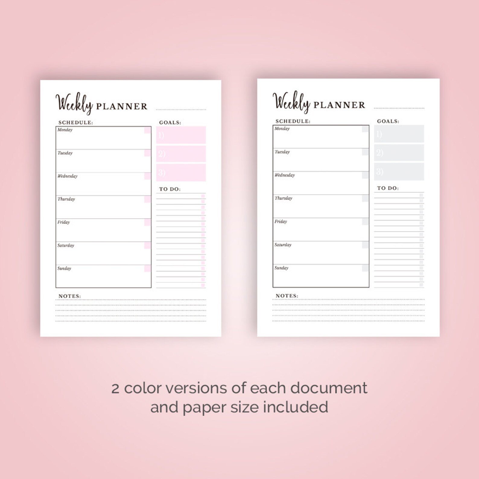 Weekly Planner Printable Weekly Planner Inserts, Weekly Schedule ...